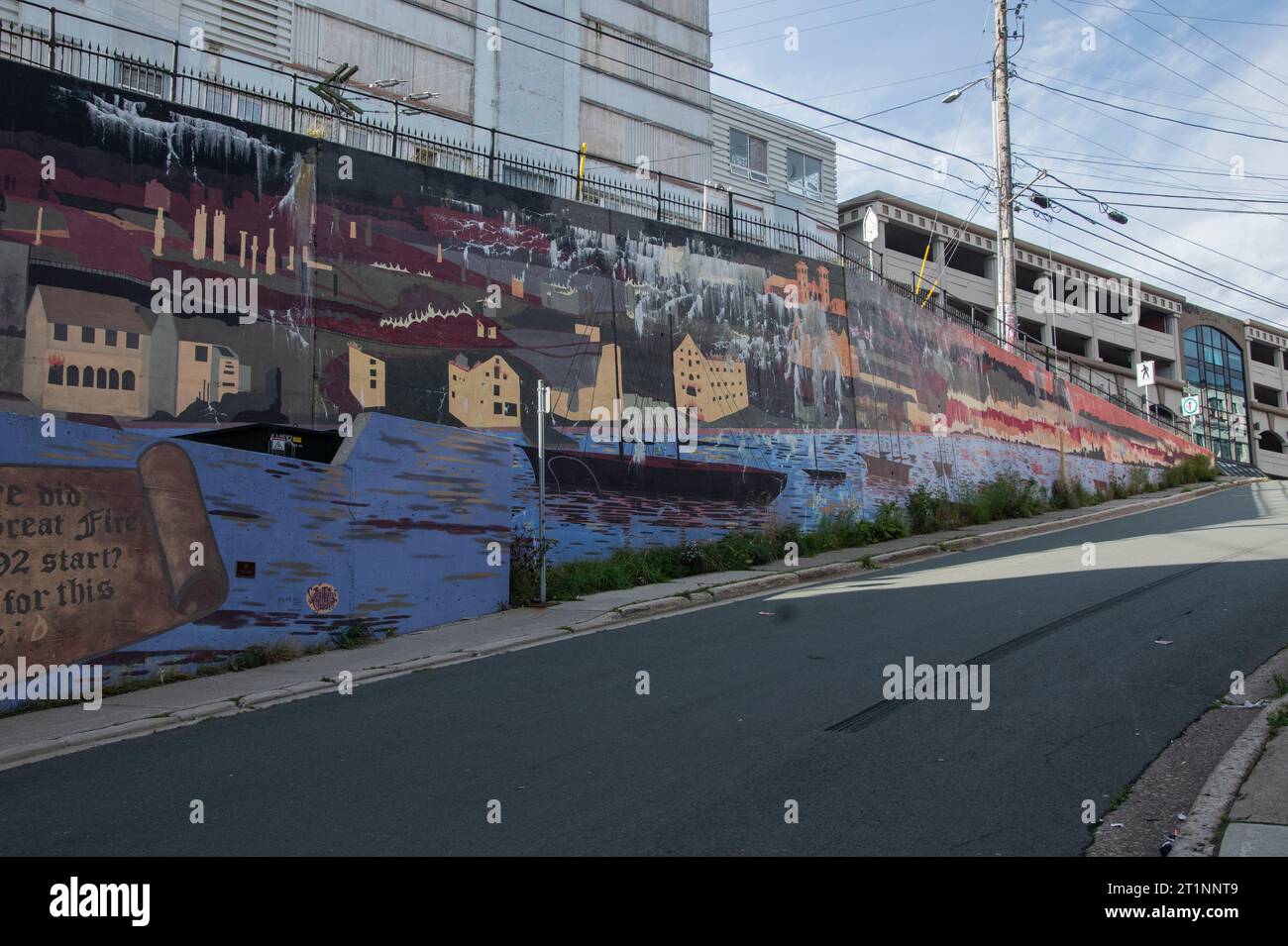 Mural of the great fire of 1892 on McBrides Hill in downtown St. John's ...