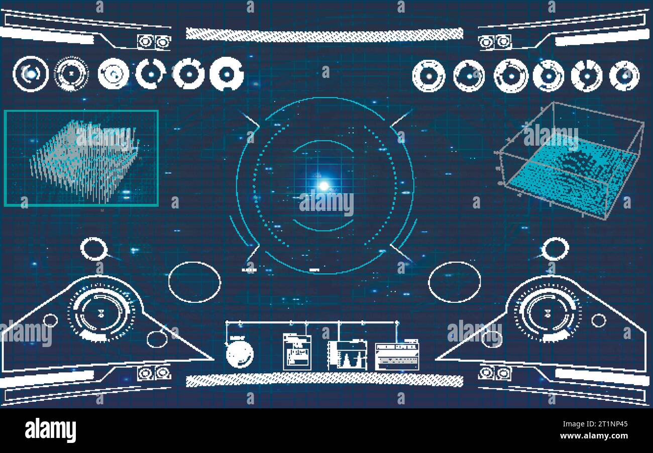 Advanced HUD Display: Sci-fi tech elements in a high-tech radar design ...