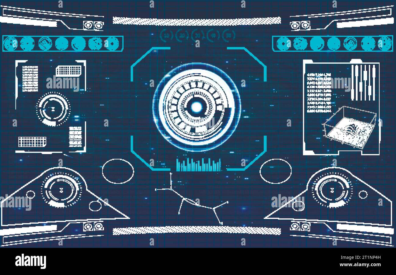 Vector Radar Technology: HUD display with radar grid elements Stock ...