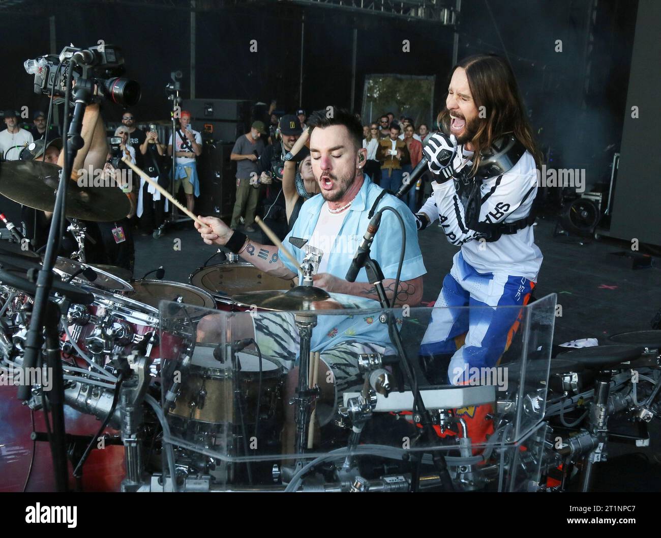 Jared Leto, right, and Shannon Leto of Thirty Seconds to Mars perform ...