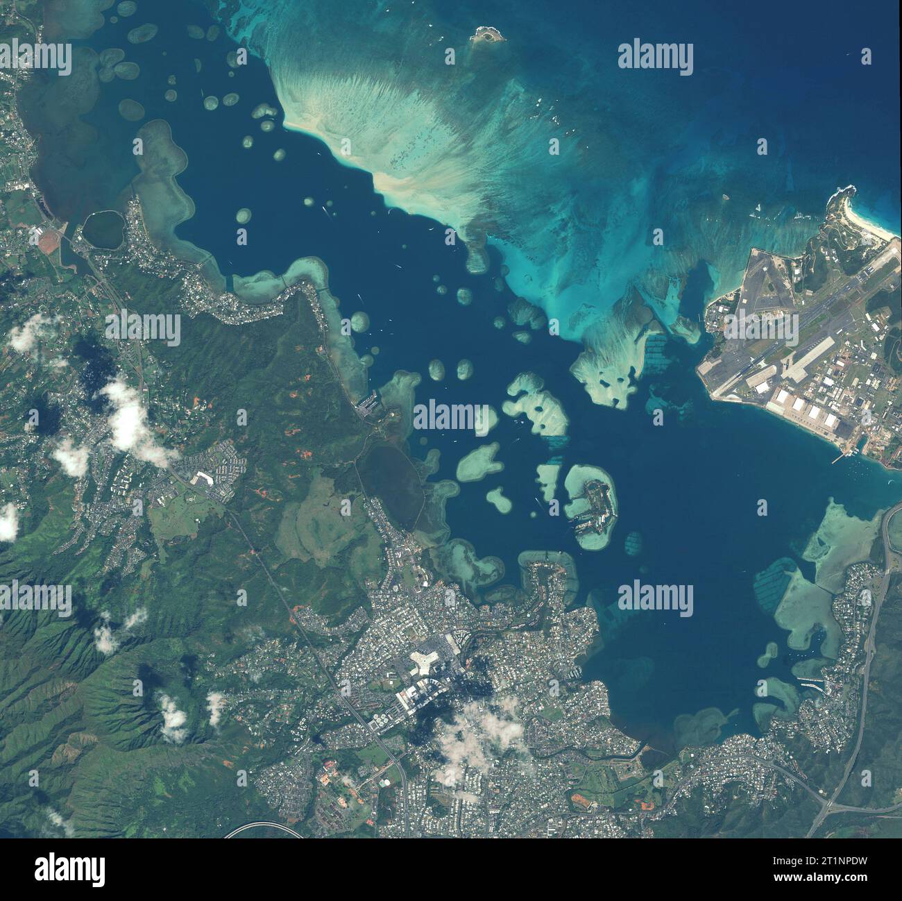 Ocean, nature and aerial of earth for map with city landscape ...