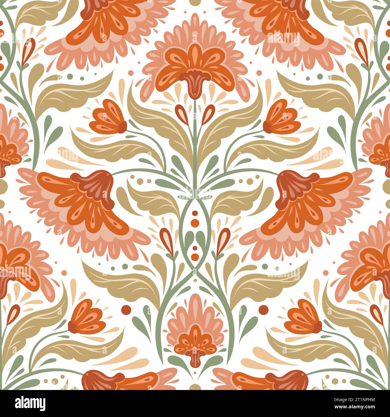 Vector decorative seamless pattern with flower arrangement in pastel ...