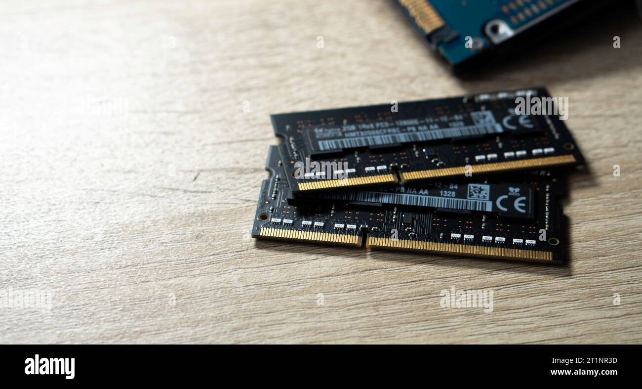 cyber data attack concept : broken laptop ,crash motherboard ,memory ...