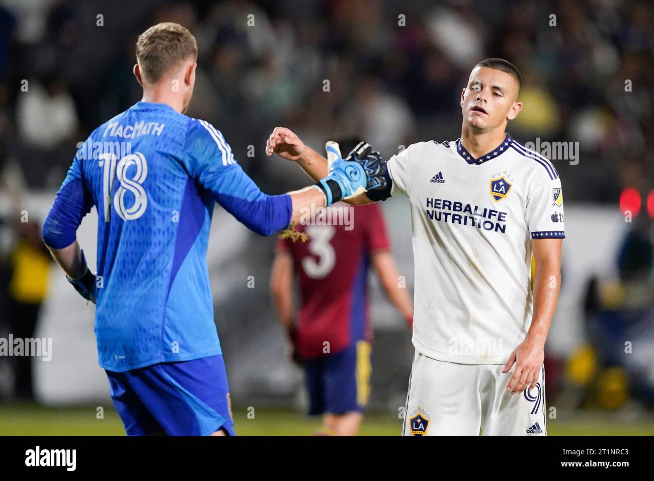 LA Galaxy forward Dejan Joveljic, right, greets Real Salt Lake ...
