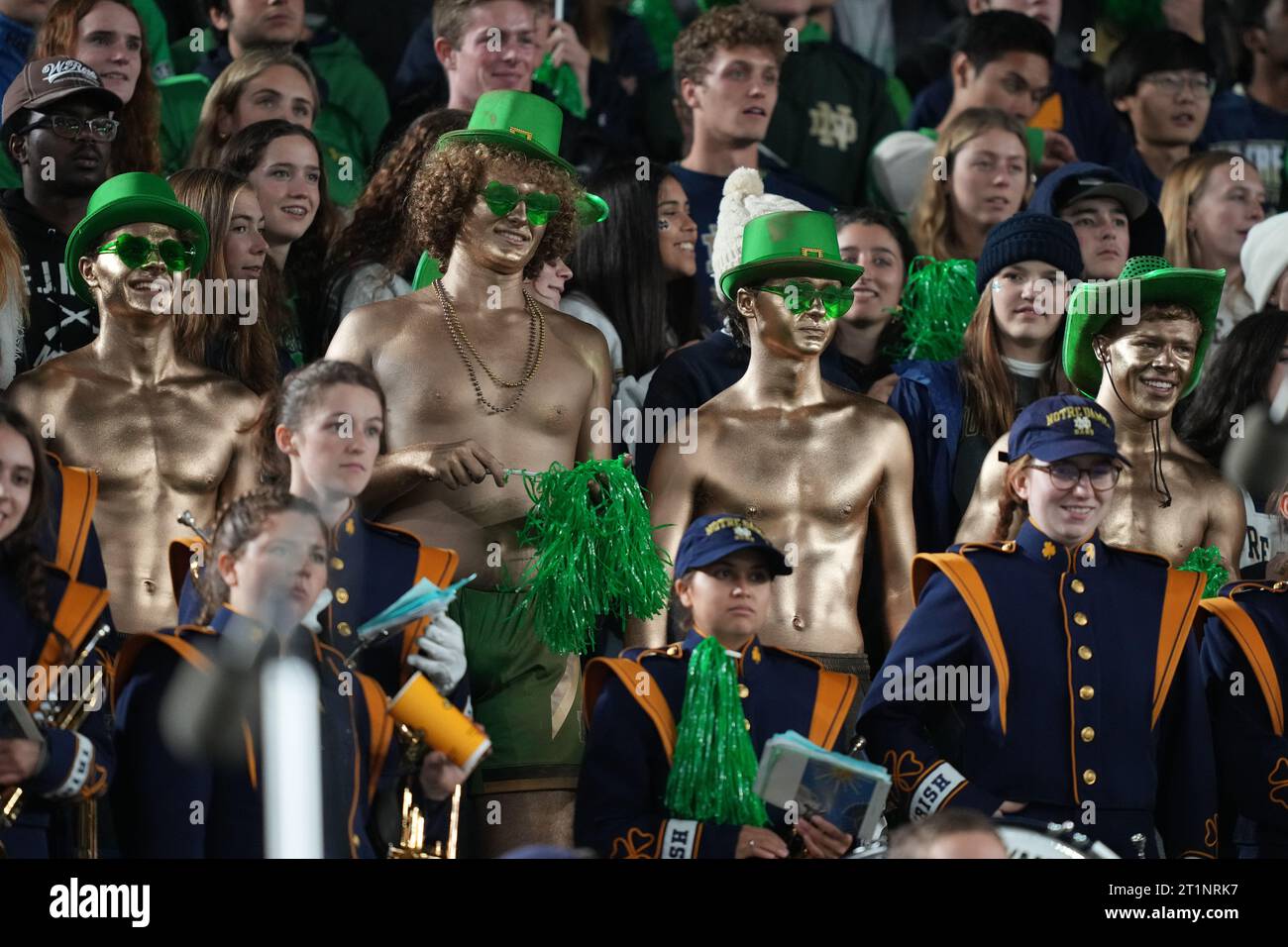 Notre Dame fans with glowing body paint in the student section during ...