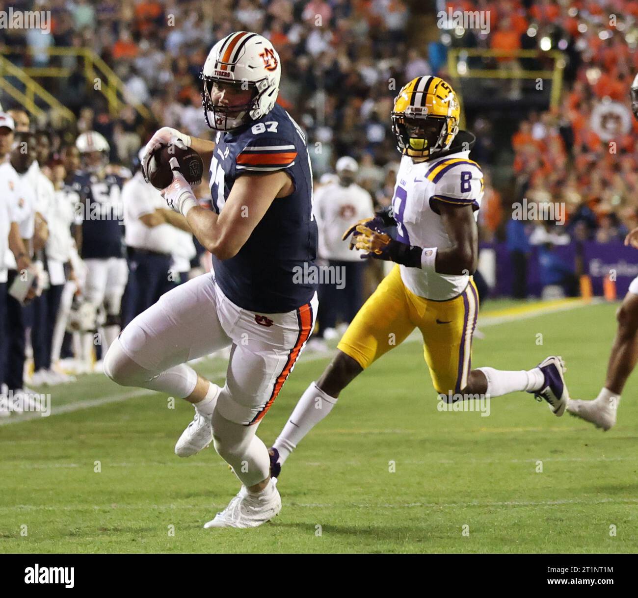 Baton Rouge, USA. 14th Oct, 2023. Auburn Tigers tight end Brandon ...
