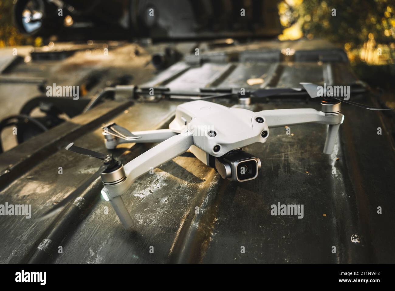 a drone on the tank's armor. The concept of modern military conflicts ...