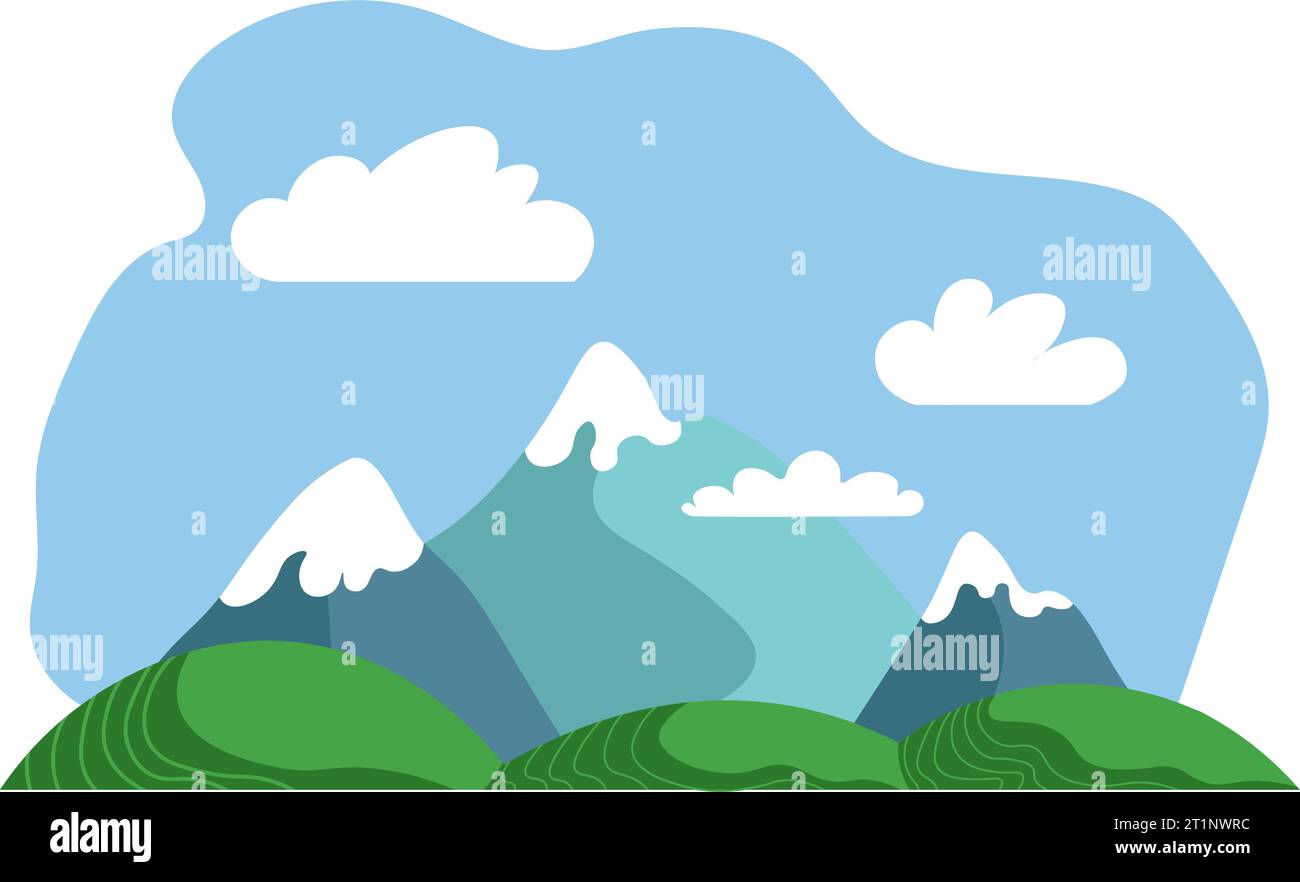 Mountains landscape, nature view scenery vector Stock Vector Image ...
