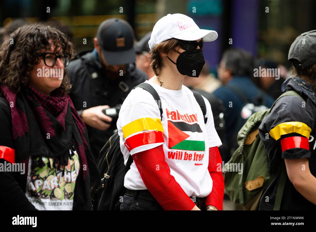 Melbourne, Australia, 15 October, 2023. Protesters join the march ...