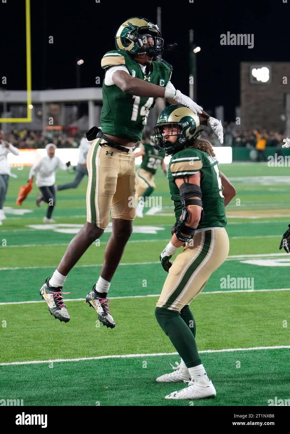Colorado State wide receiver Tory Horton, left, congratulates tight end ...