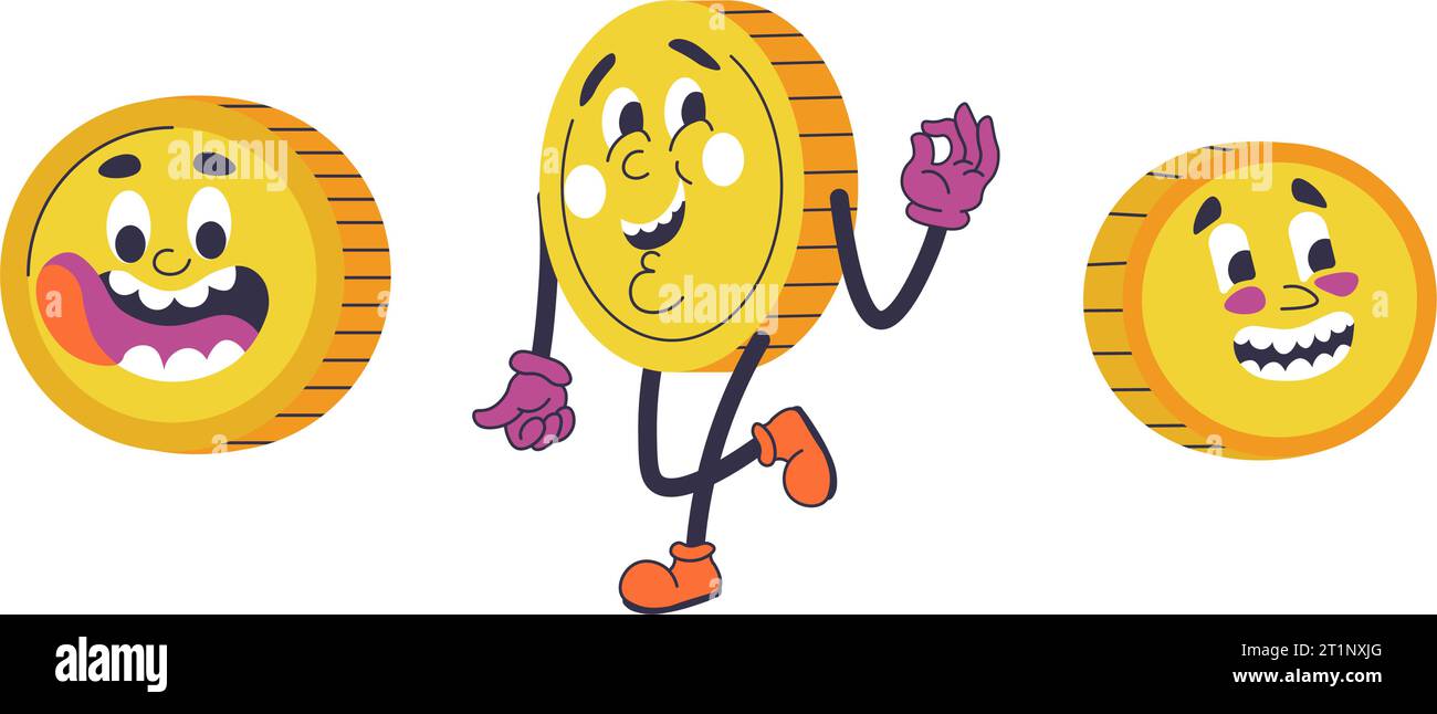 Money coin character with facial expression vector Stock Vector Image ...