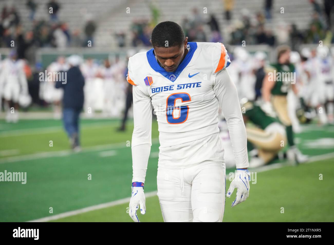 Boise State cornerback Jaylen Clark reacts after Colorado State place ...