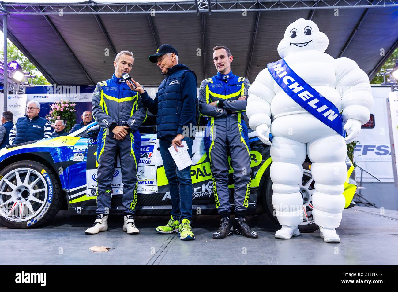 Ambert, France. 14th Oct, 2023. HABOUZIT Thibault, DECLERCK Loic, Skoda ...