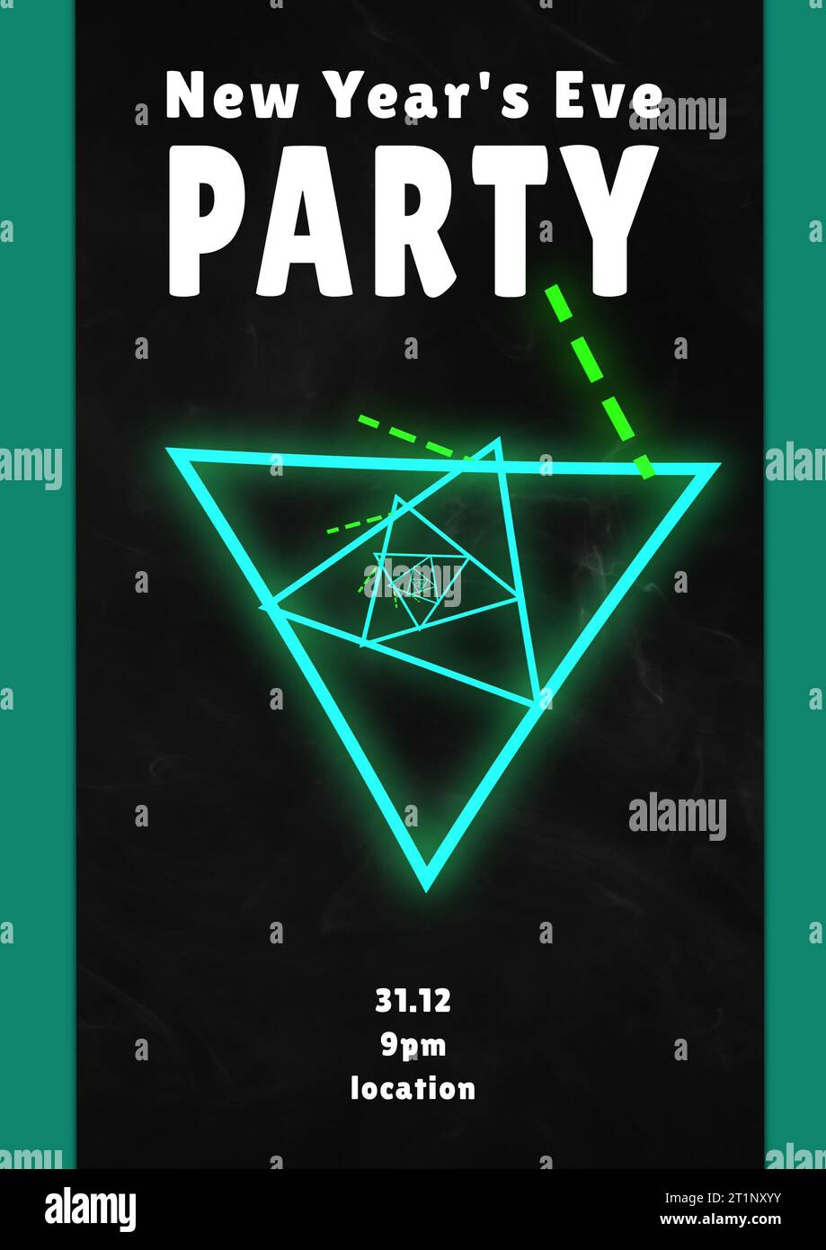 New year's eve party text with neon pattern on black background Stock ...