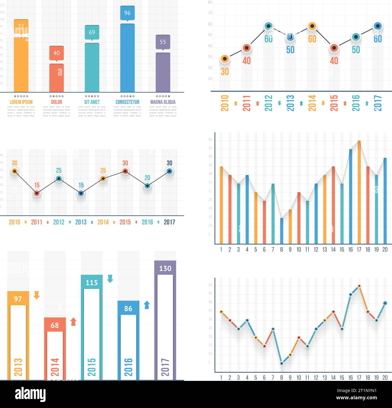 Bar graph and line graph templates, business infographics, vector eps10 ...