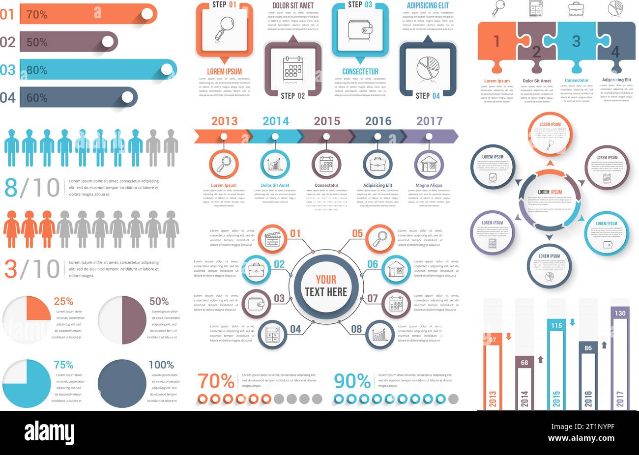 Set of most useful infographic elements - bar graphs, human ...
