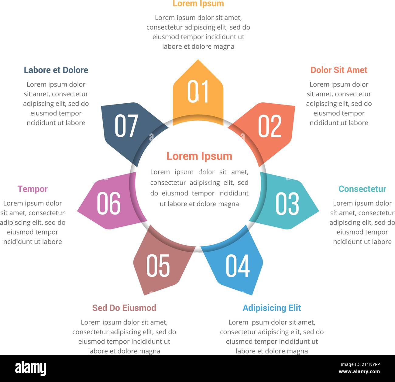 Circle infographics template with seven elements, can be used as steps, options, process diagram ...