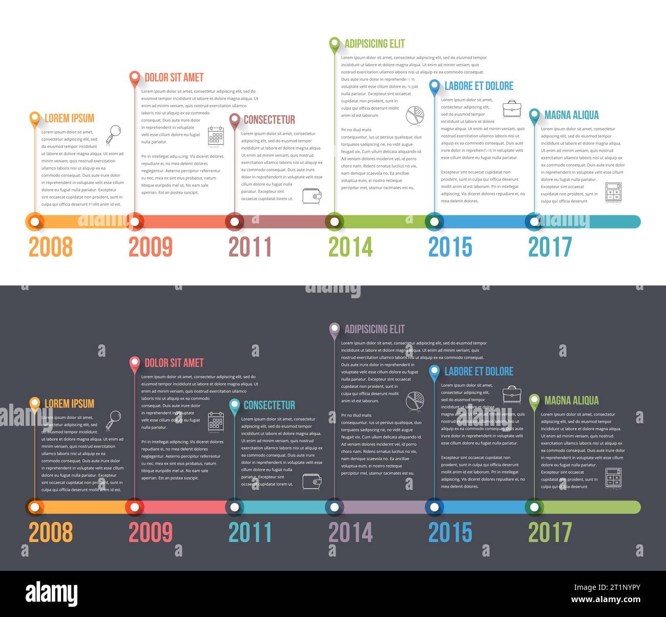 Horizontal timeline infographics template, workflow or process diagram ...