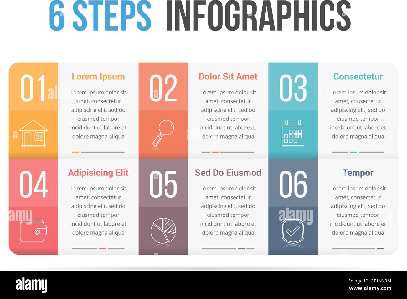 Infographic template with six steps or options, workflow, process ...