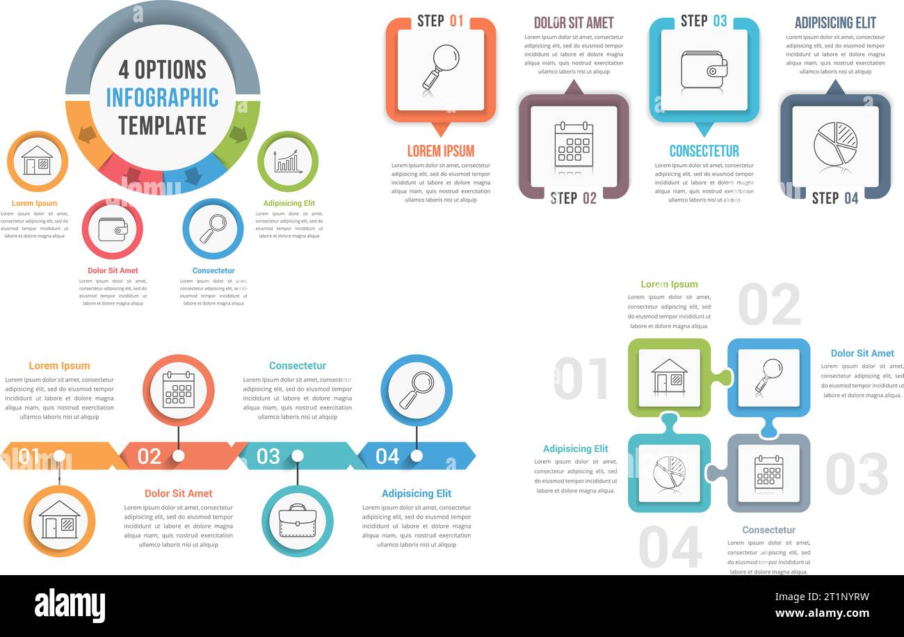 Four steps infographic templates, can be used as process, options ...