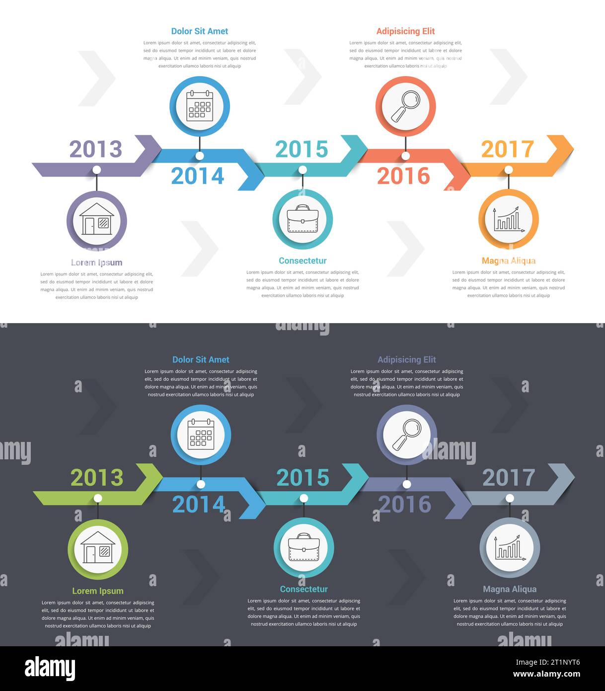 Timeline infographics template with arrows, workflow or process diagram ...