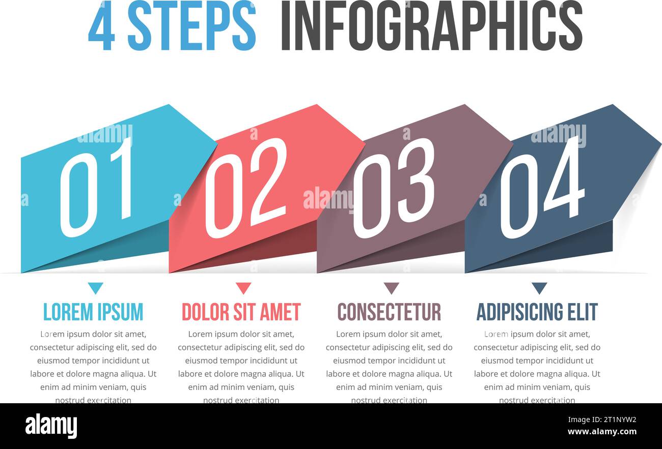 Infographic template with four steps or options, workflow, process ...