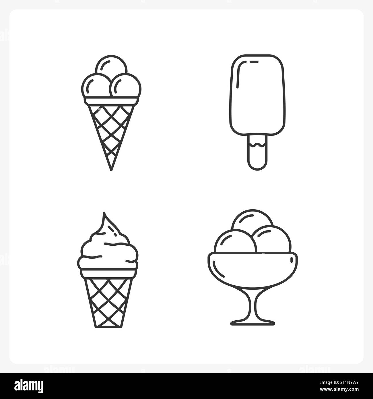 Four ice cream line icons, vector eps10 illustration Stock Vector Image ...