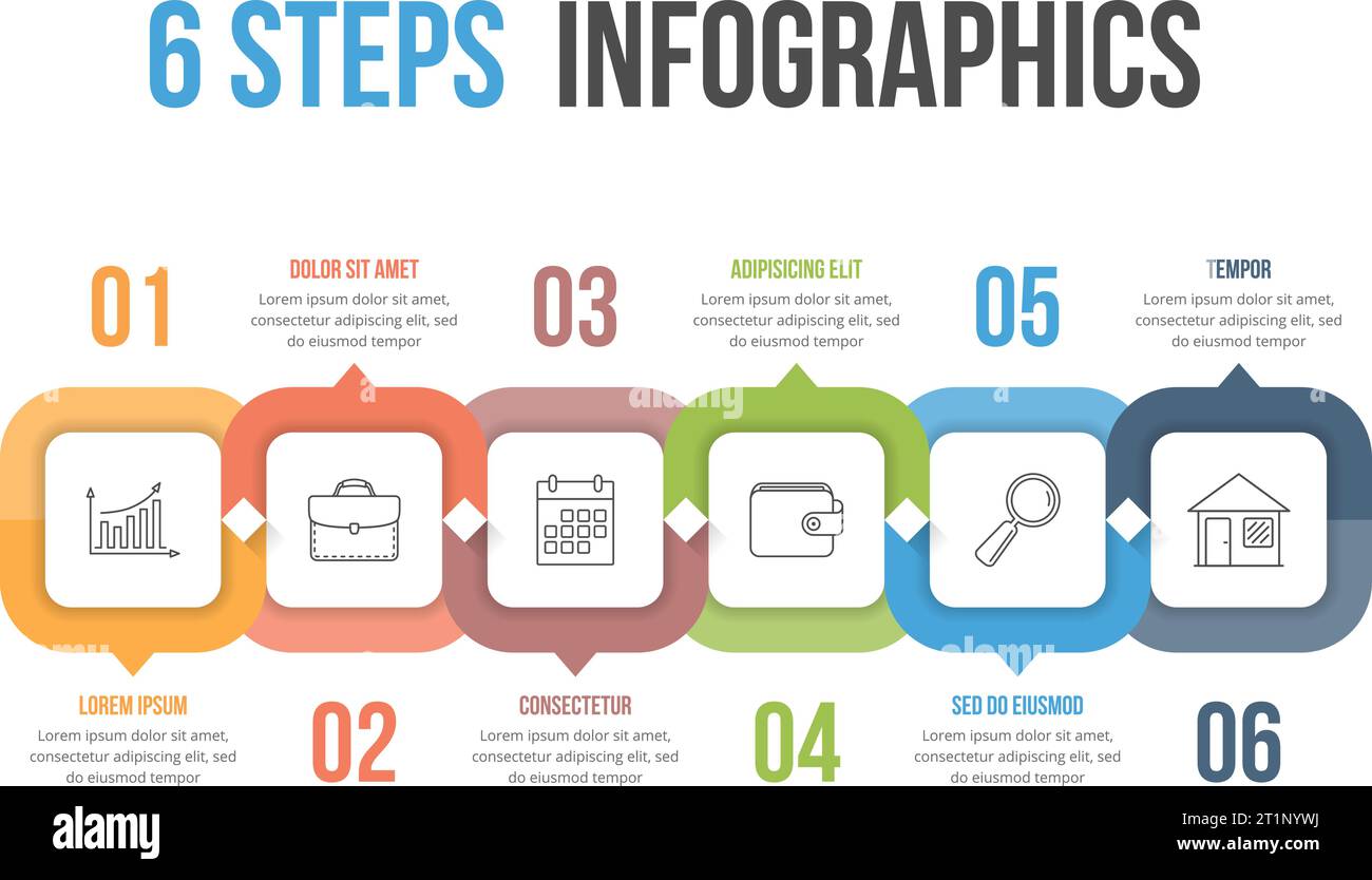 Infographic template with six steps or options, workflow, process ...