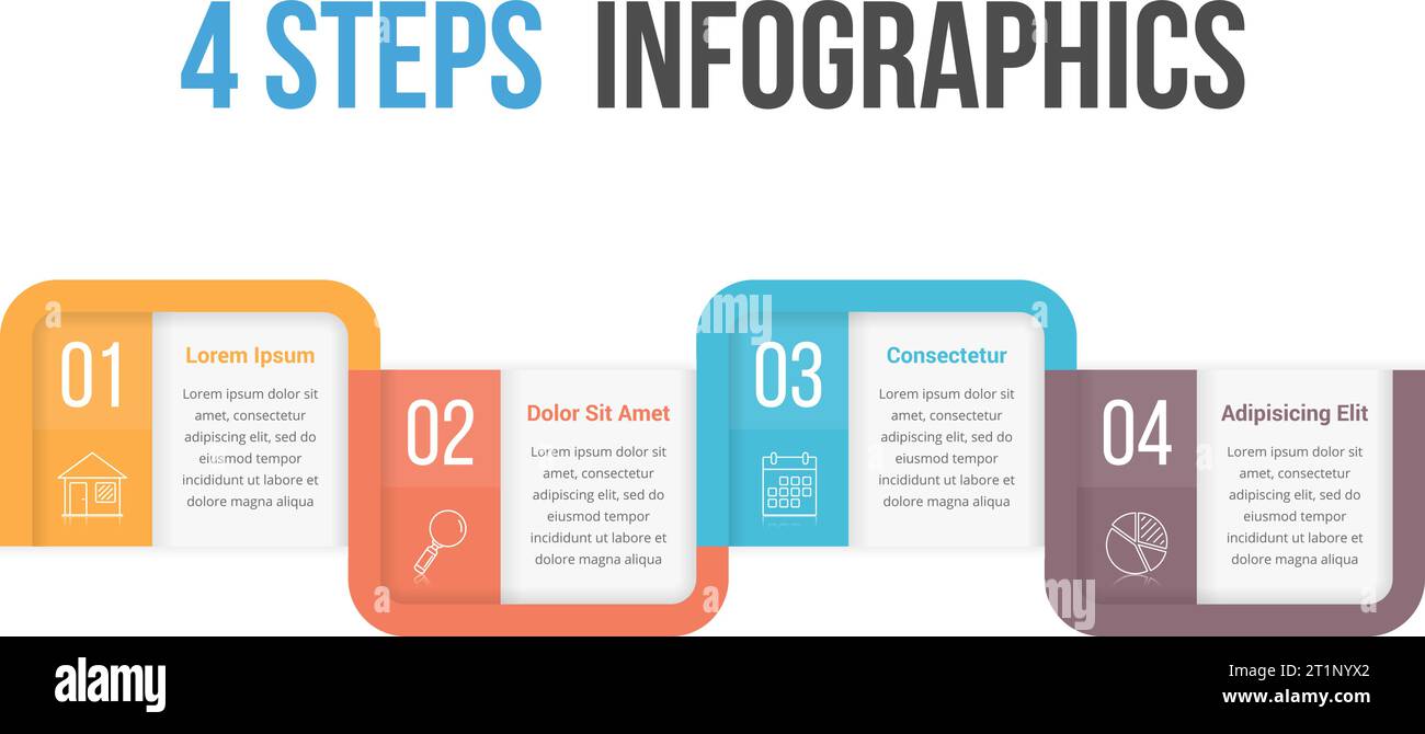 Infographic template with four steps or options, workflow, process ...