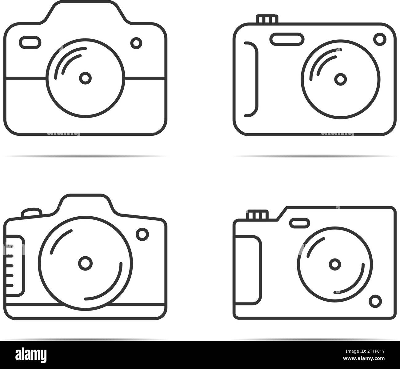 4 Camera line icons on white background, vector eps10 illustration ...