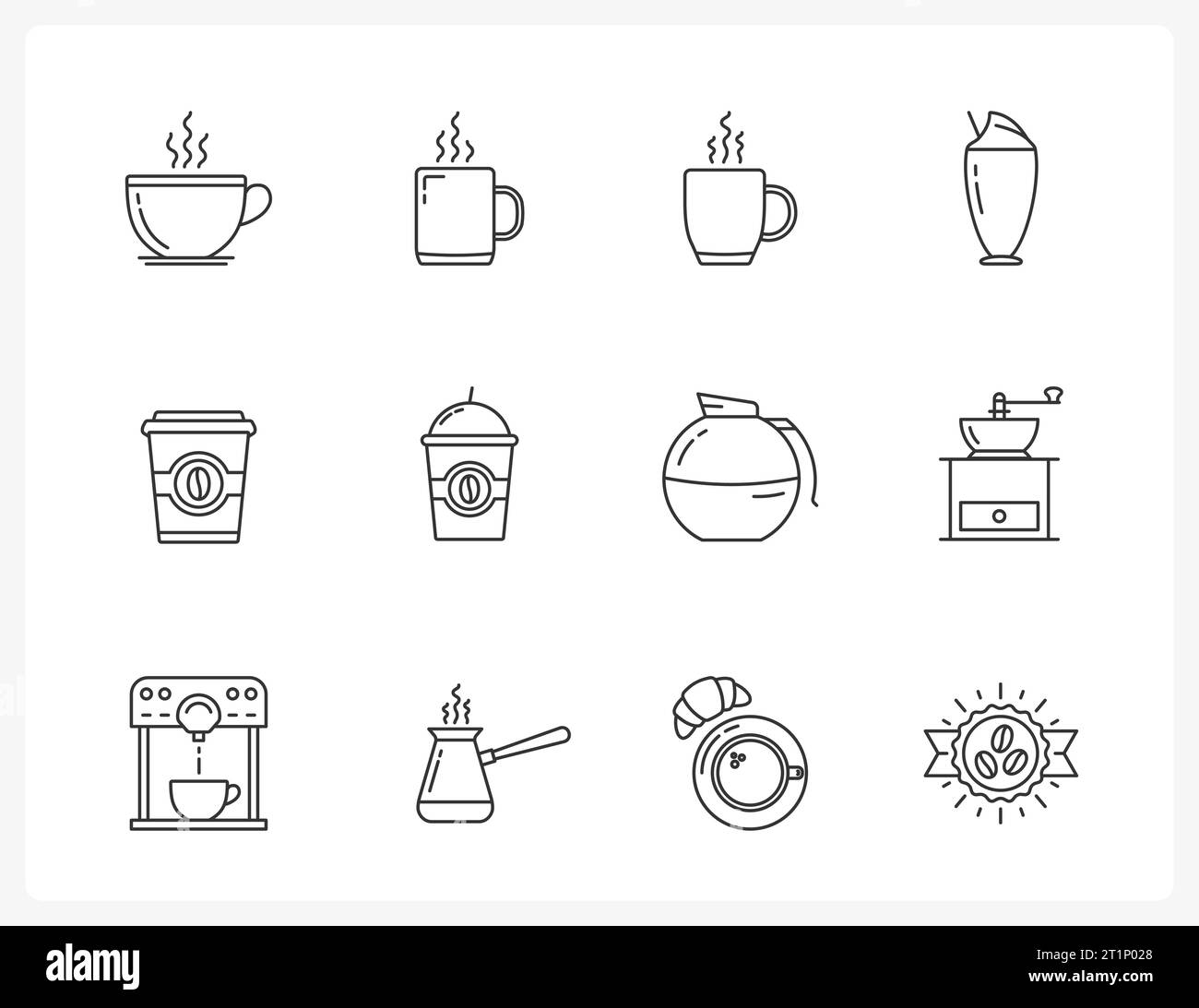 Set of coffee line icons, coffee cups, vector eps10 illustration Stock ...