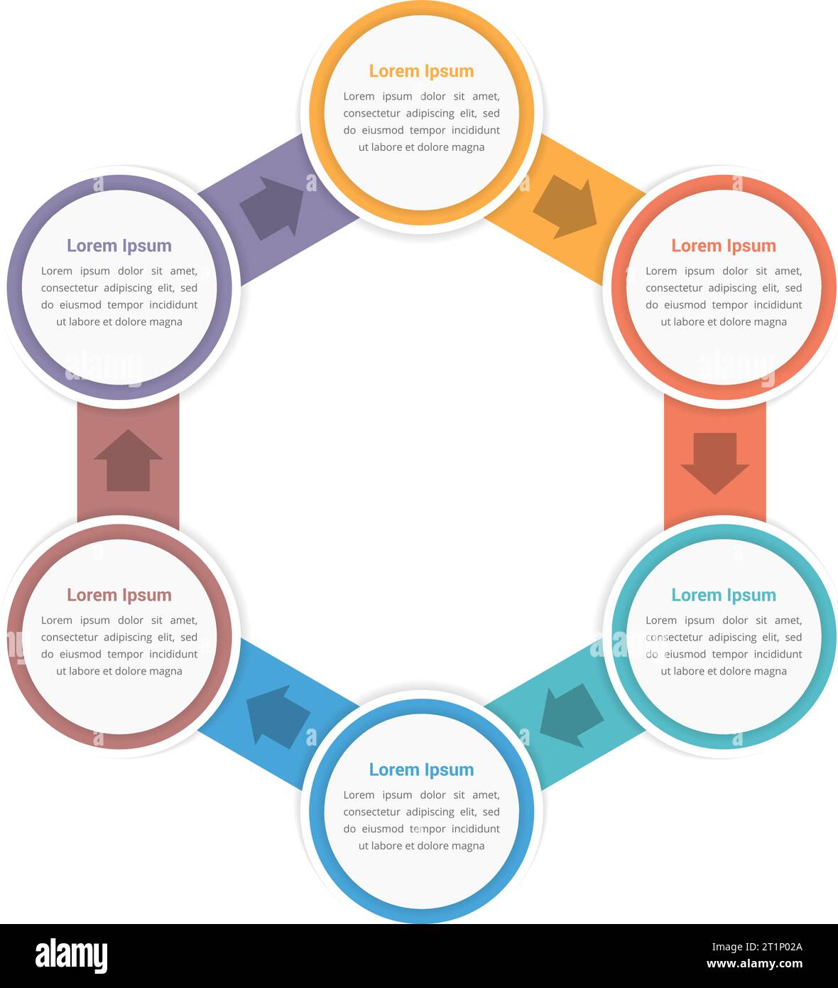 Circle diagram infographic template with six steps or options, workflow ...