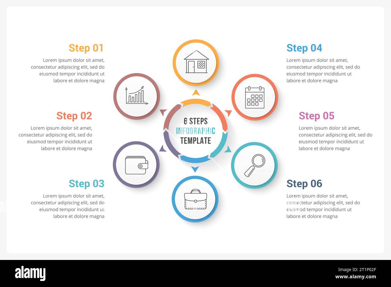Circle infographics template with six elements, can be used as process ...