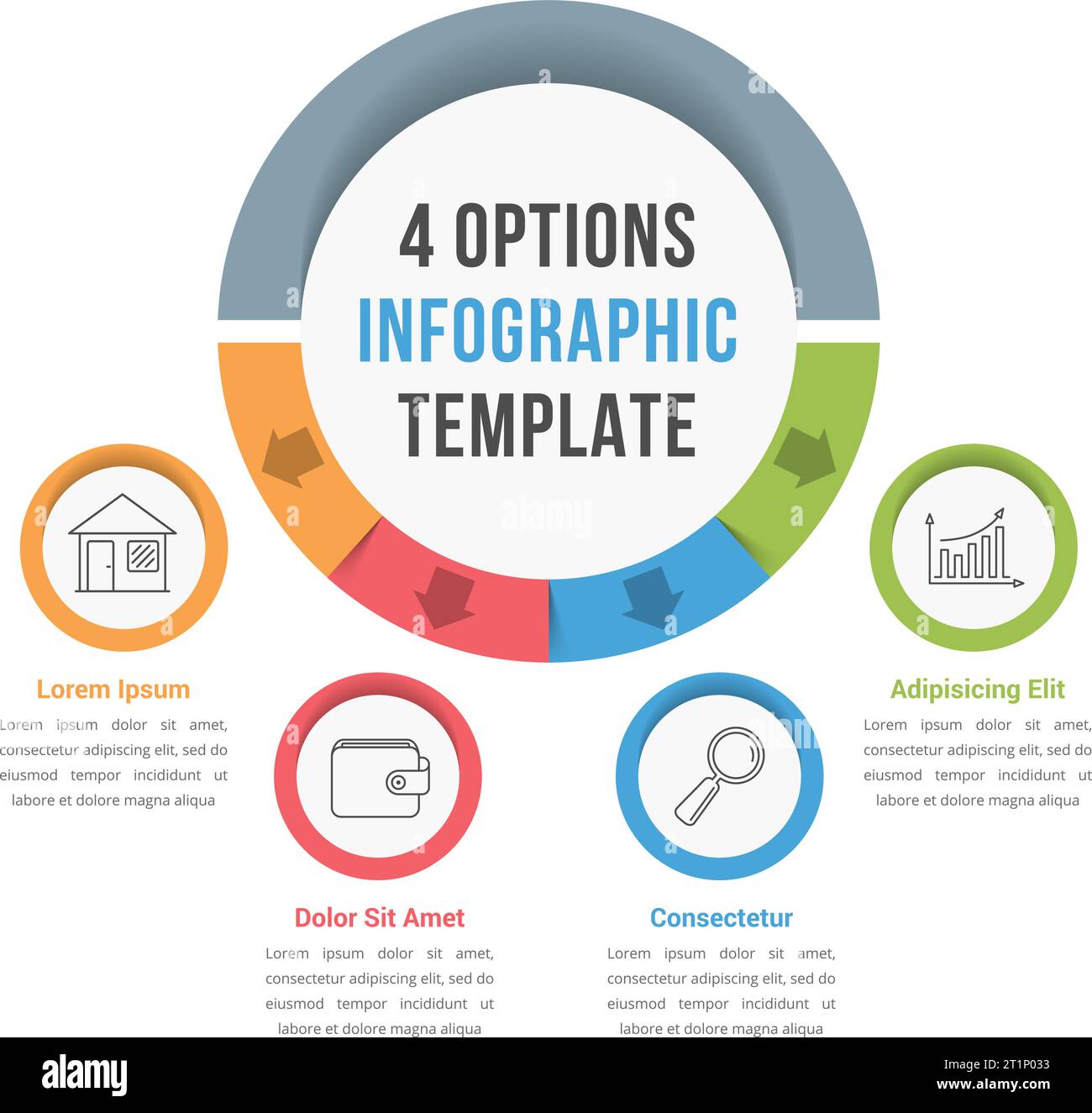 4 Options infographic template with line icons for presentations ...
