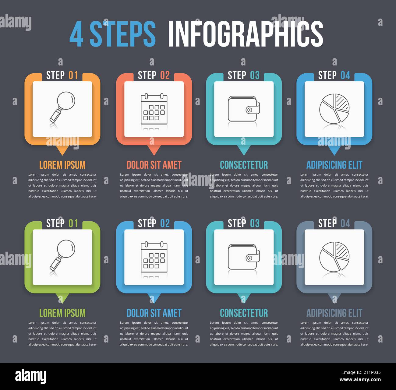Process chart template, four steps infographics, vector eps10 ...