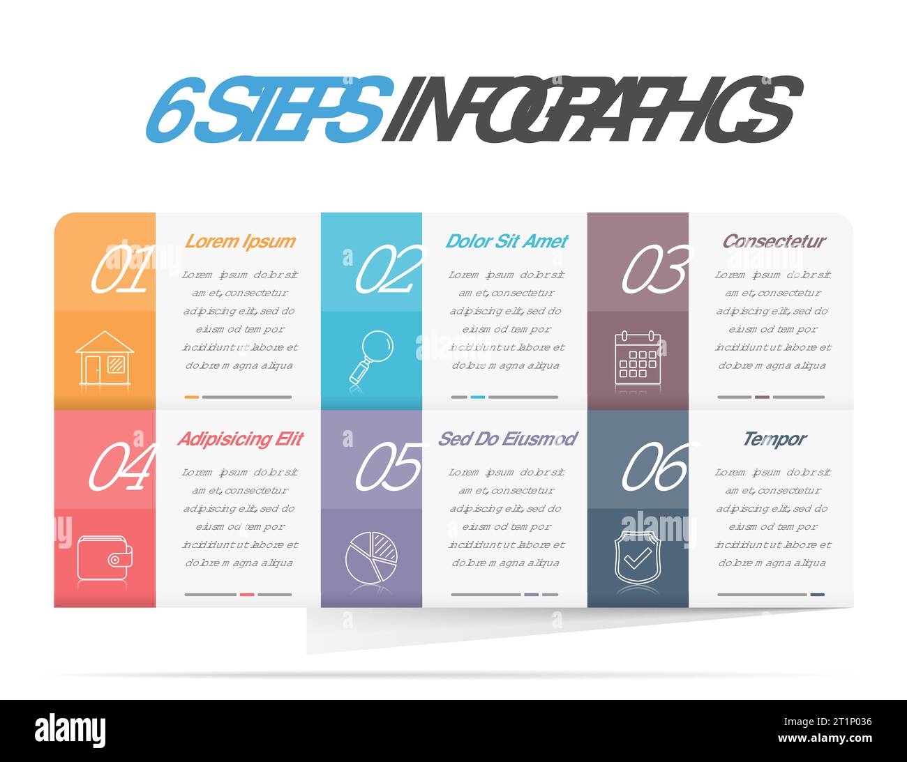 Infographic template with six steps or options, workflow, process ...