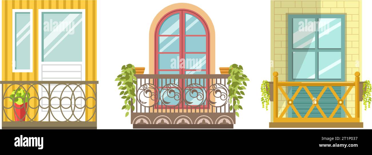 Decorative architectural feature, Juliet balcony Stock Vector Image ...