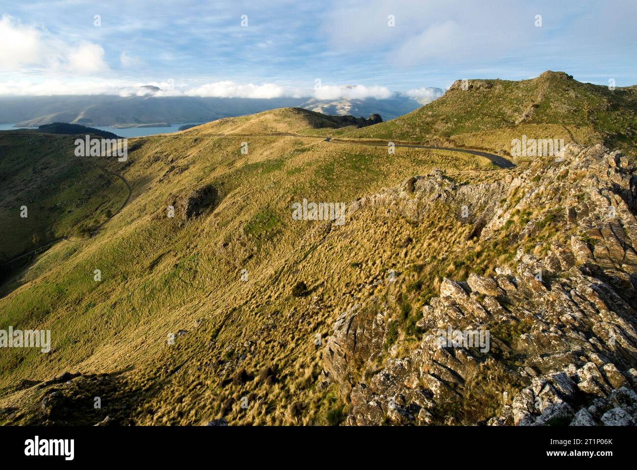 Port Hills above Christchurch, South Island, New Zealand Stock Photo ...