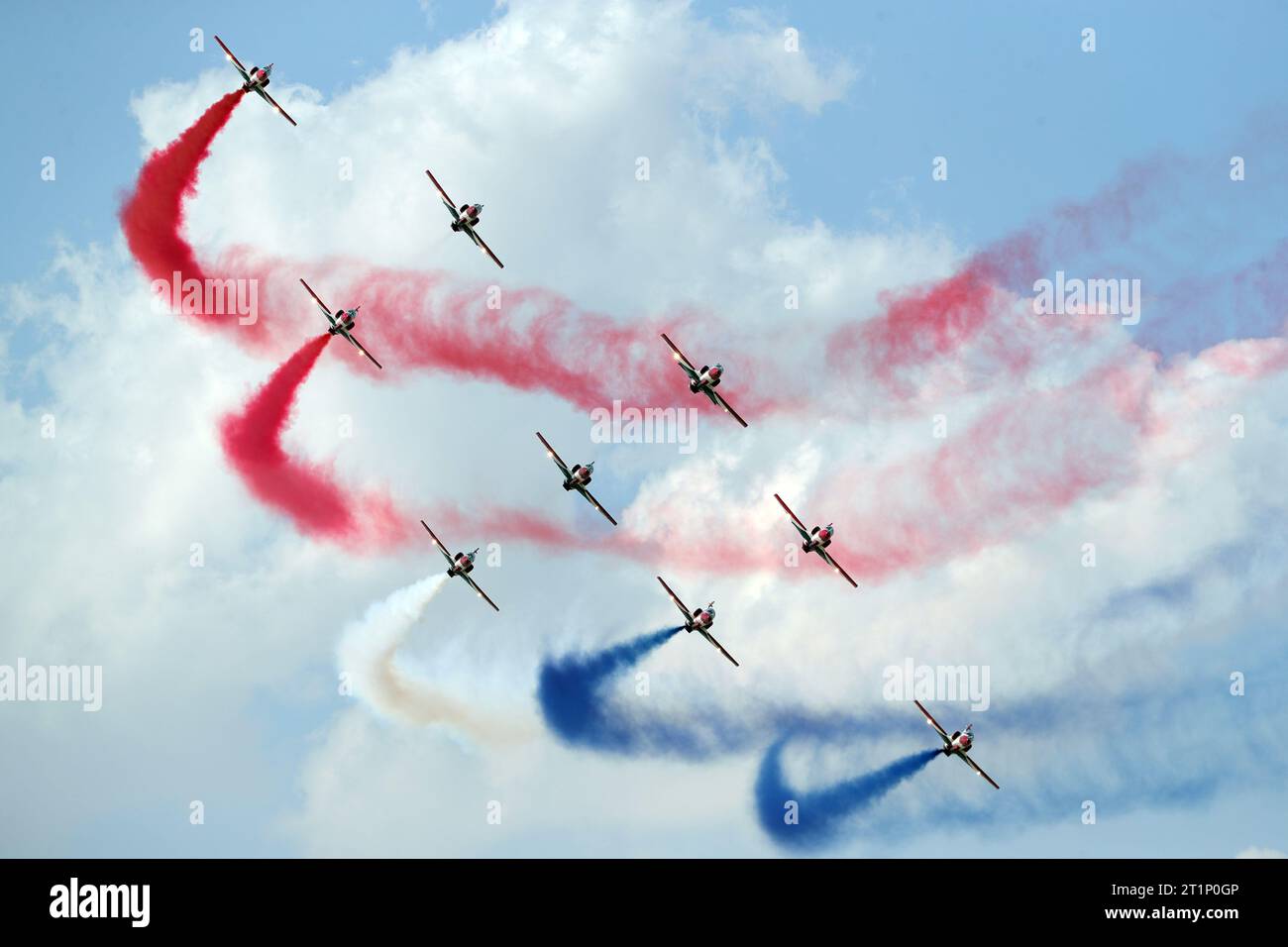 Cairo, Egypt. 14th Oct, 2023. Aircraft perform aerobatics during the ...