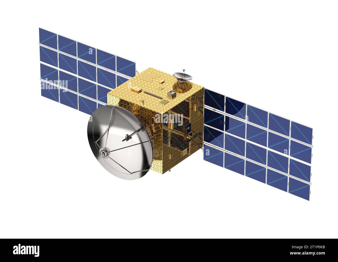 3d rendering satellite dish with solar panel isolated on white ...