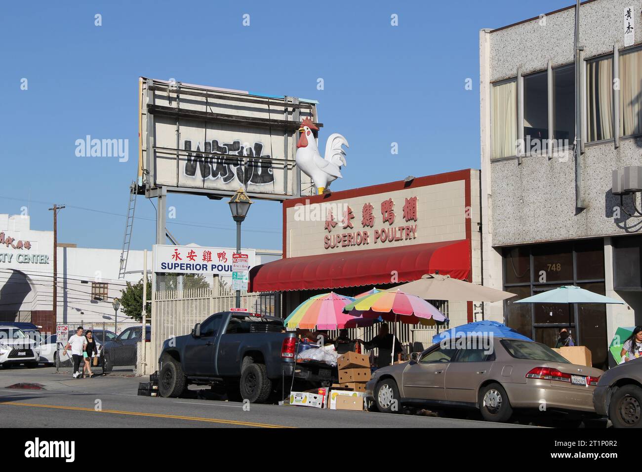 Los Angeles Chinatown Poultry Market Street Scene Giant Advertising ...