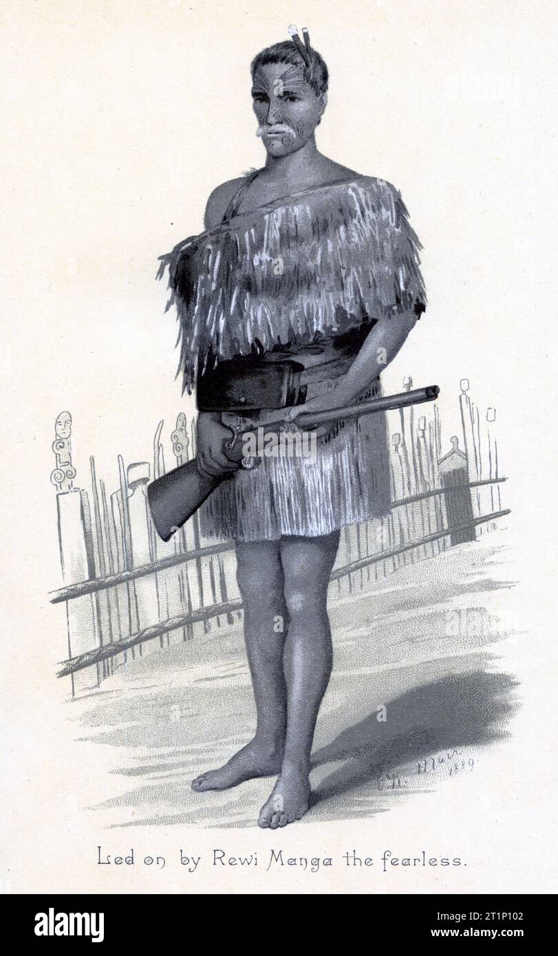 Portrait of the Maori war chief, Rewi Manga the fearless Stock Photo ...