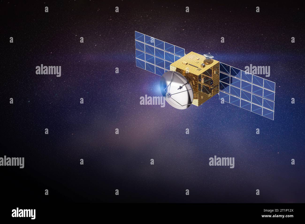 3d rendering satellite dish with solar panel in outer space Stock Photo ...