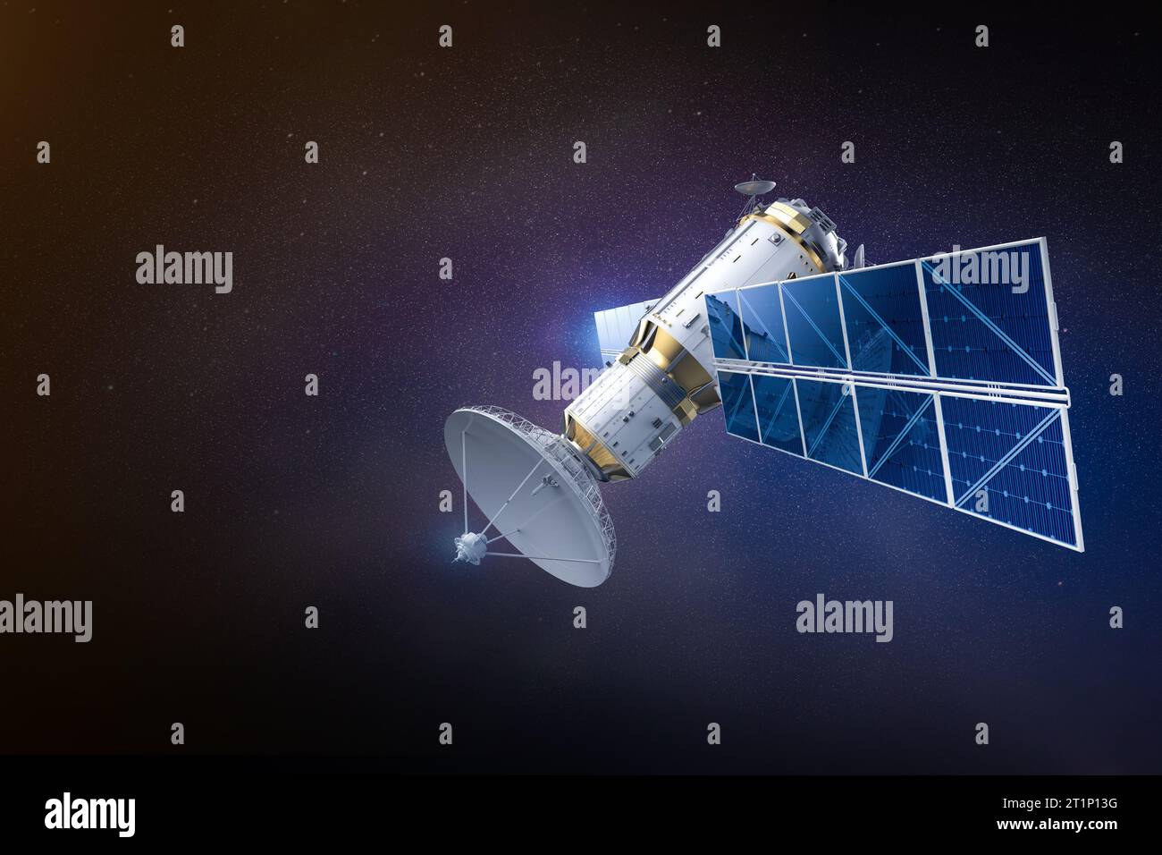3d rendering satellite dish with solar panel in outer space Stock Photo ...