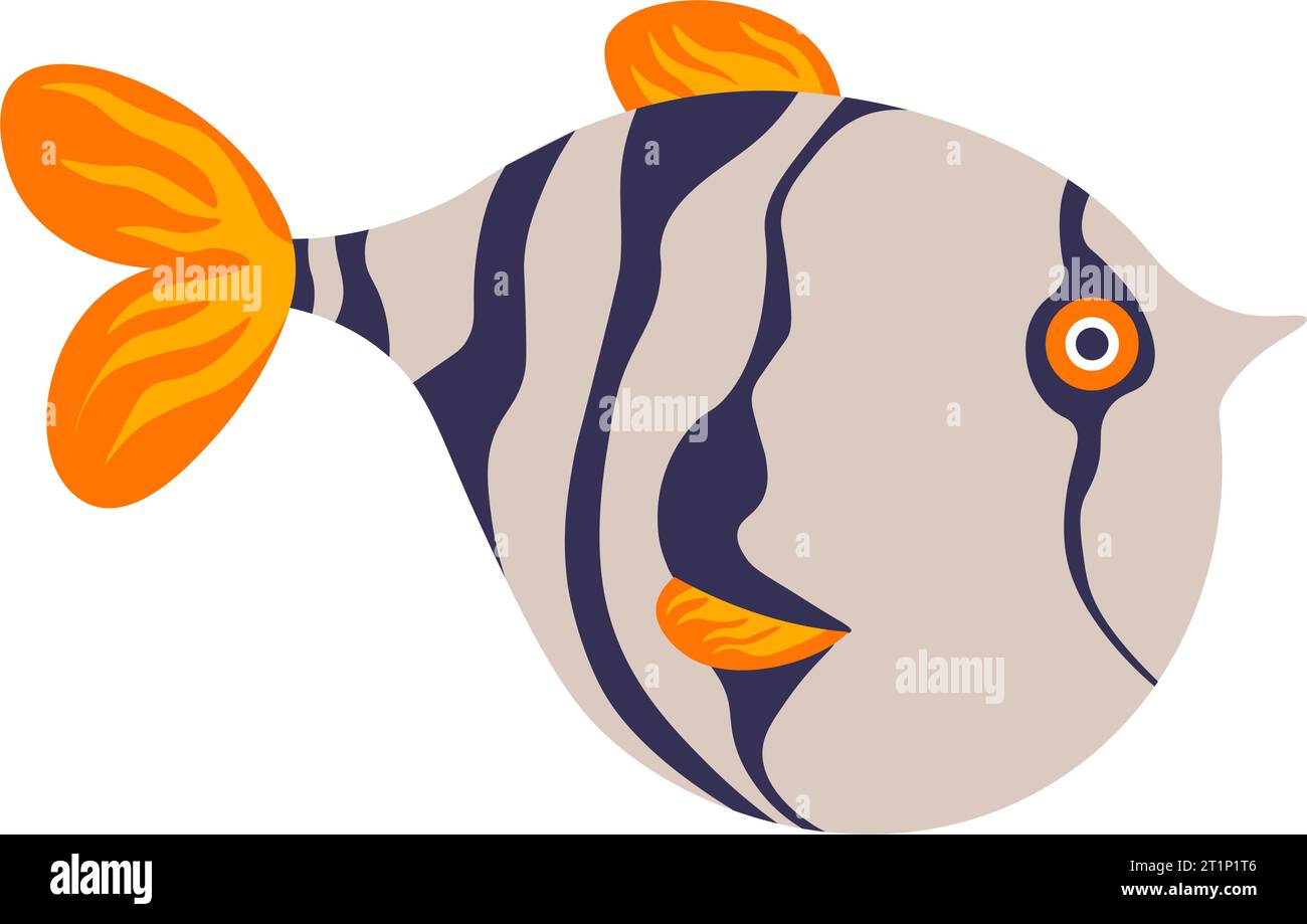Aquatic species, tropical fish with stripes vector Stock Vector Image ...