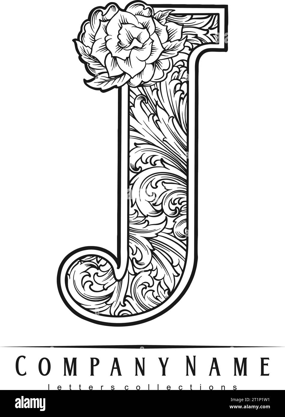 Luxury letter J vintage monogram logo monochrome vector illustrations ...