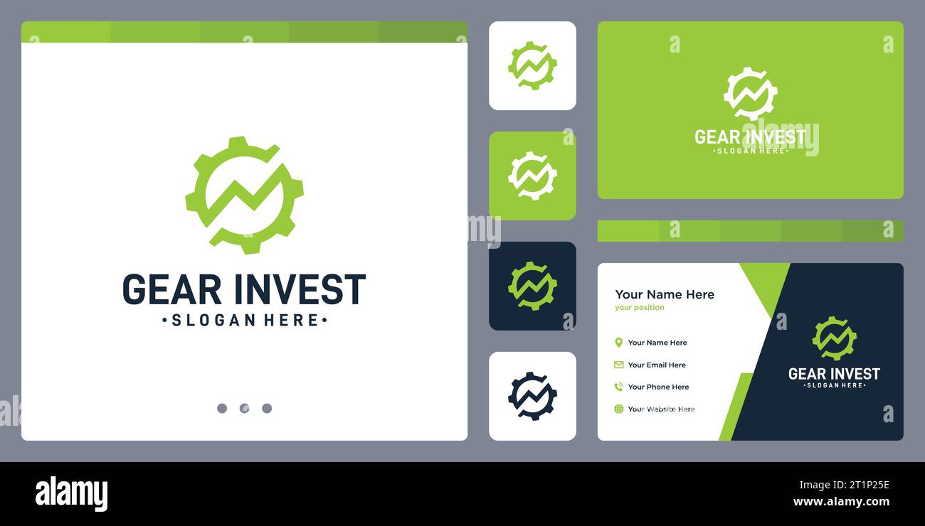 Gear logo design template with analytic investment finance logo design ...