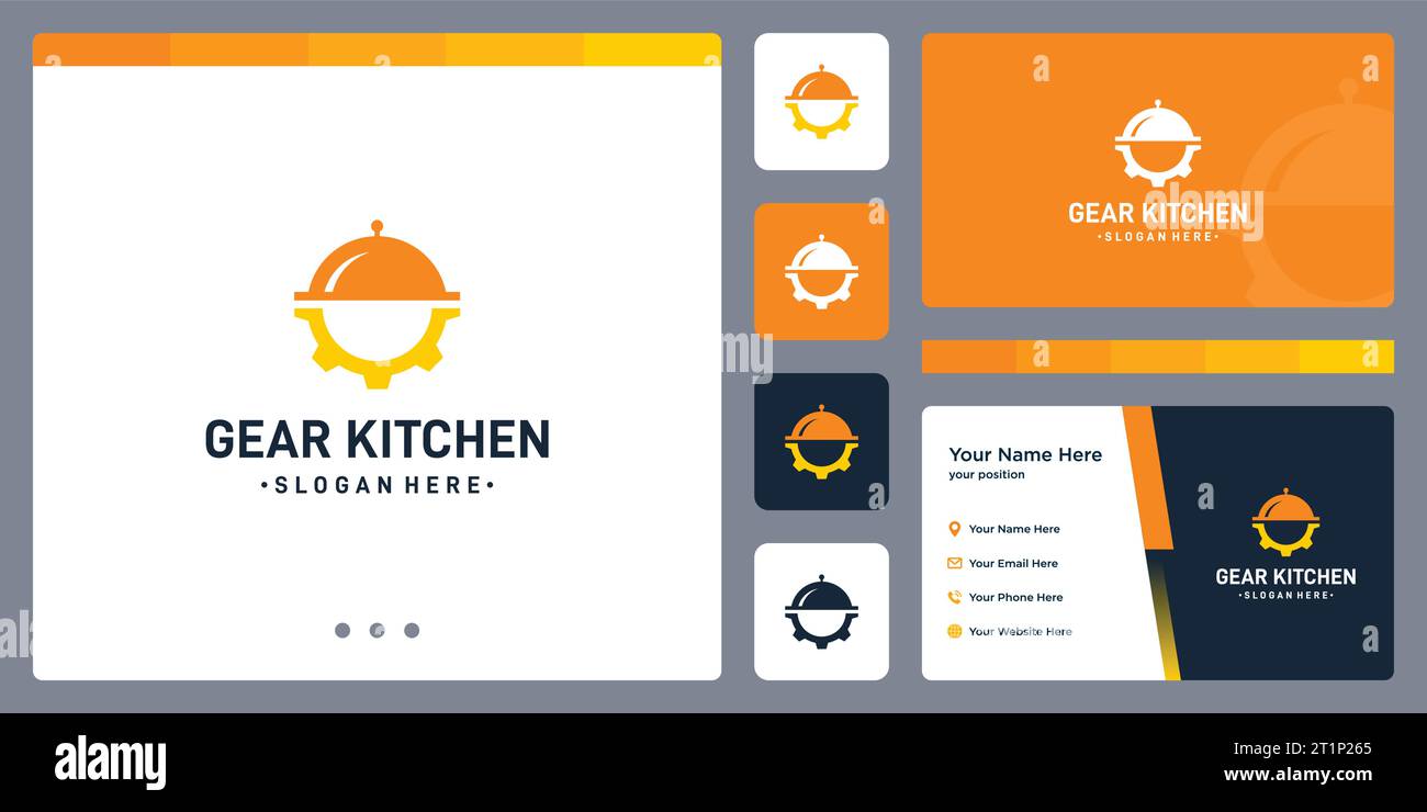 Gear logo design template with dish holder logo design graphic vector ...