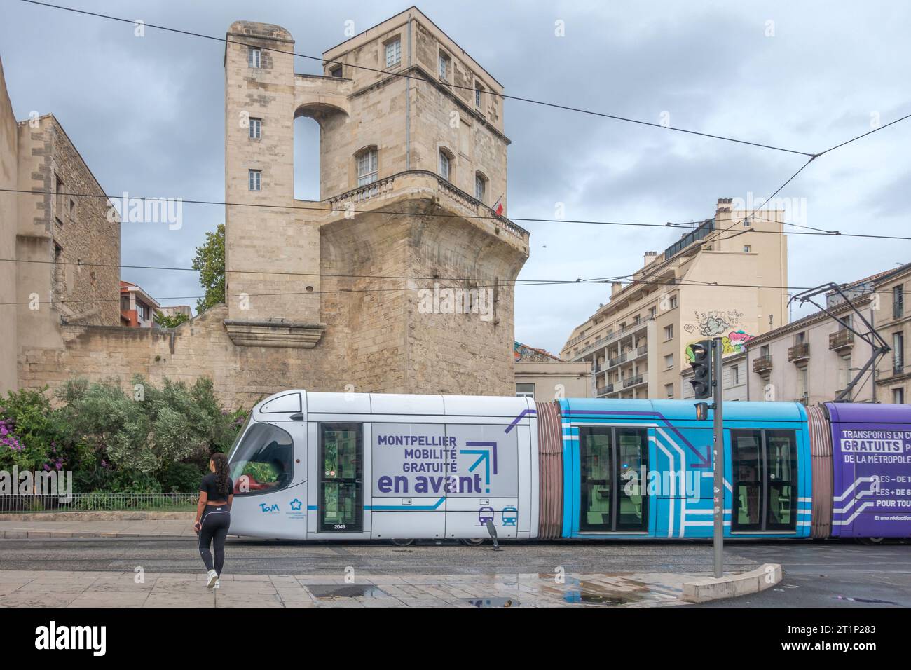 Montpellier, France - September 16, 2023: View of Montpellier tramway ...
