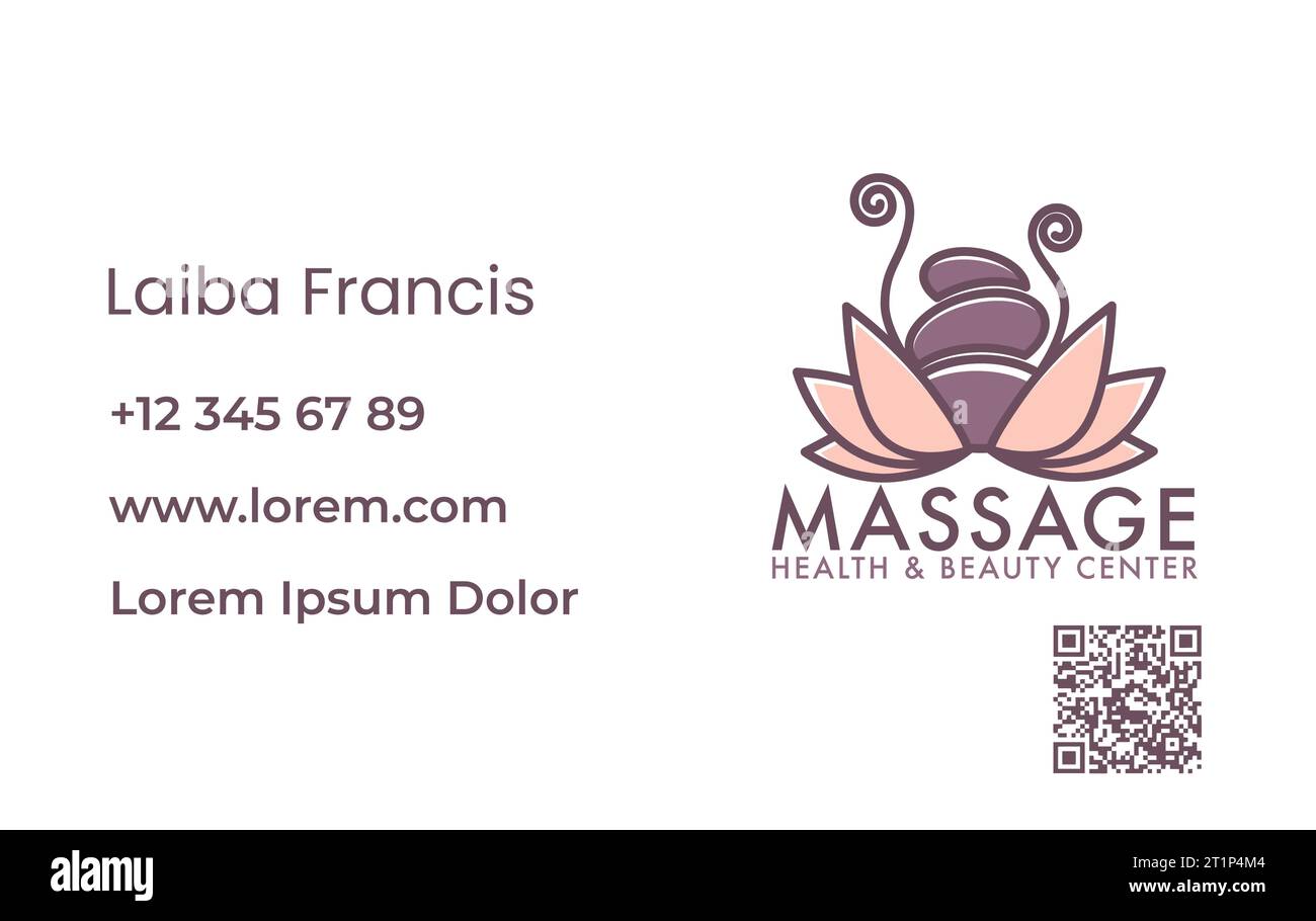 Massage and beauty services, business card logo Stock Vector Image ...